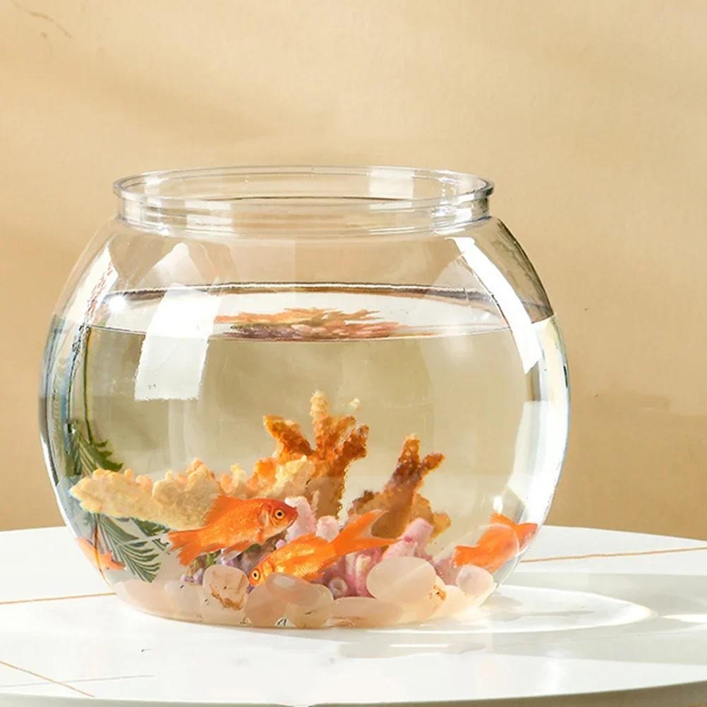 Jual Ornamental Fish Tank Plastic Round Aquarium Bowls Clear Keeper ...