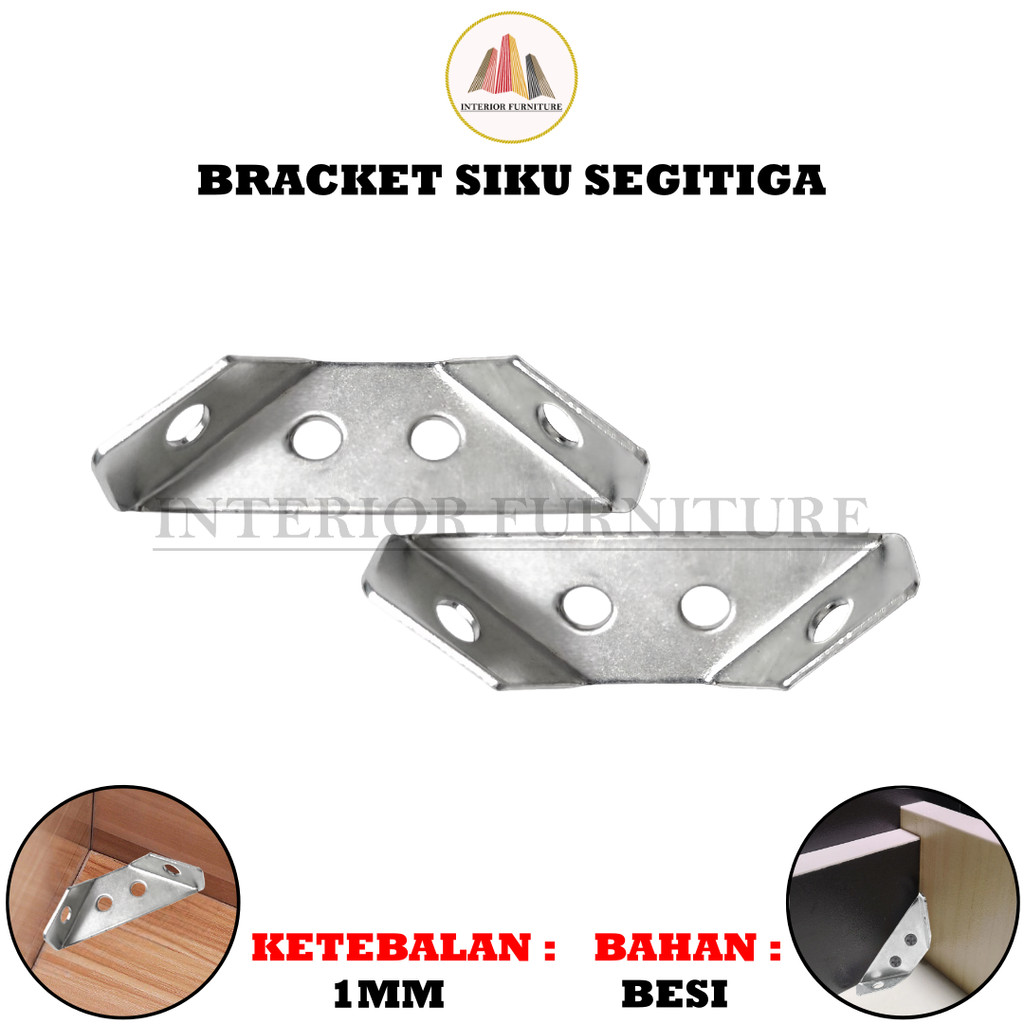 Jual Ambalan Siku Segitiga Bracket Sudut Besi Corner Connector Lemari ...
