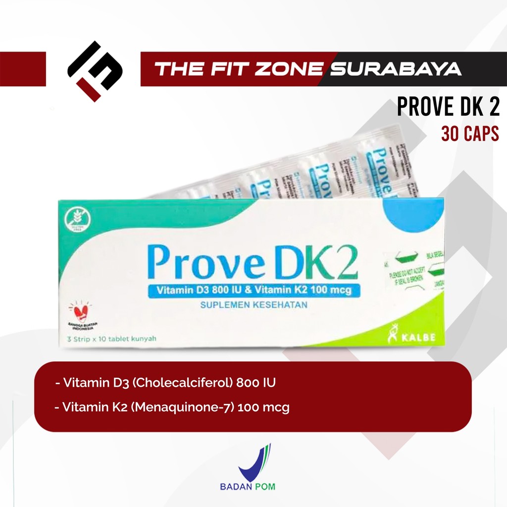Jual PROVE DK2 Vitamin D3 800IU & K2 100 Mcg 30 Tablet Kunyah | Shopee ...