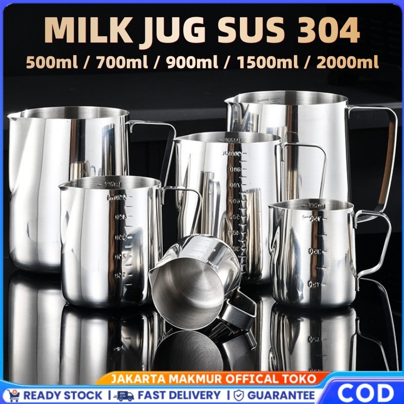 Jual Milk Jug 500ml 700ml 900ml 1500ml 2000ml Stainless Steel Kopi Espresso Latte Art Barista ...
