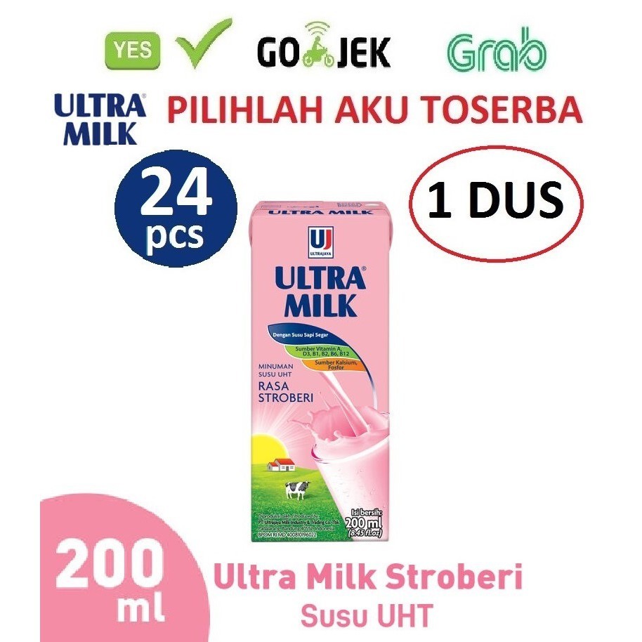 Jual Susu Ultra Stroberi (Strawberry) 200 ml - 1 DUS ISI 24 pcs ...