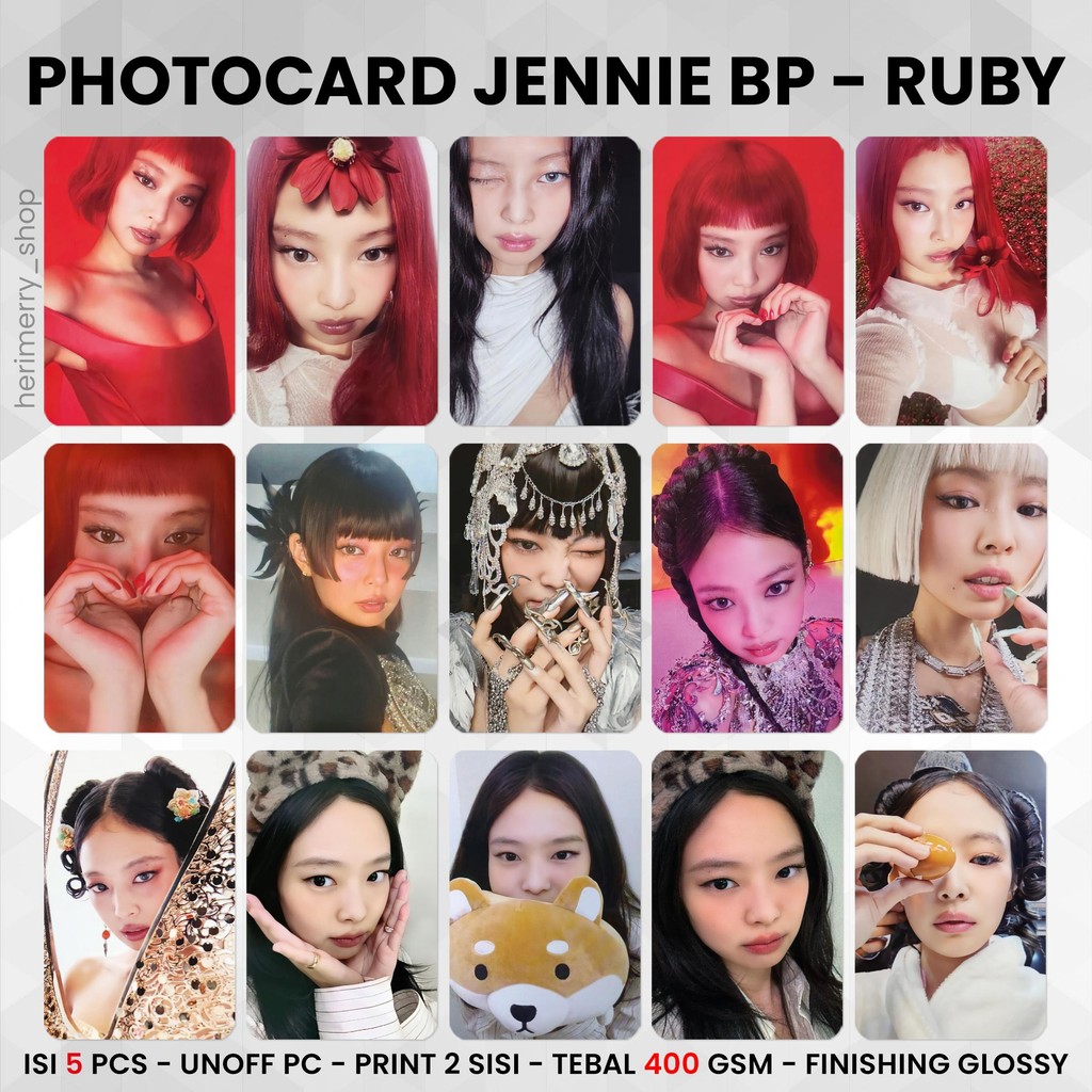Jual (ISI 5 PCS) Photocard JENNIE RUBY - PC Premium 2 Sisi Kartu Kpop Merch Unofficial BP Jane ...