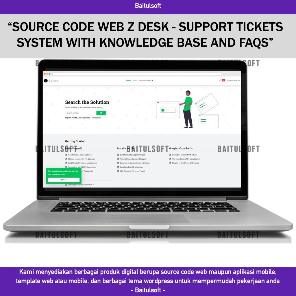 Jual SOURCE CODE APLIKASI WEB Z DESK - SUPPORT TICKETS SYSTEM WITH KNOWLEDGE BASE AND FAQS D91 ...