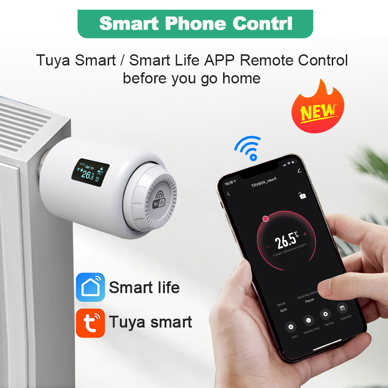 Jual Tuya Smart Home Wifi Thermostatic Radiator Actuator Valve TRV Thermostat Programmable ...