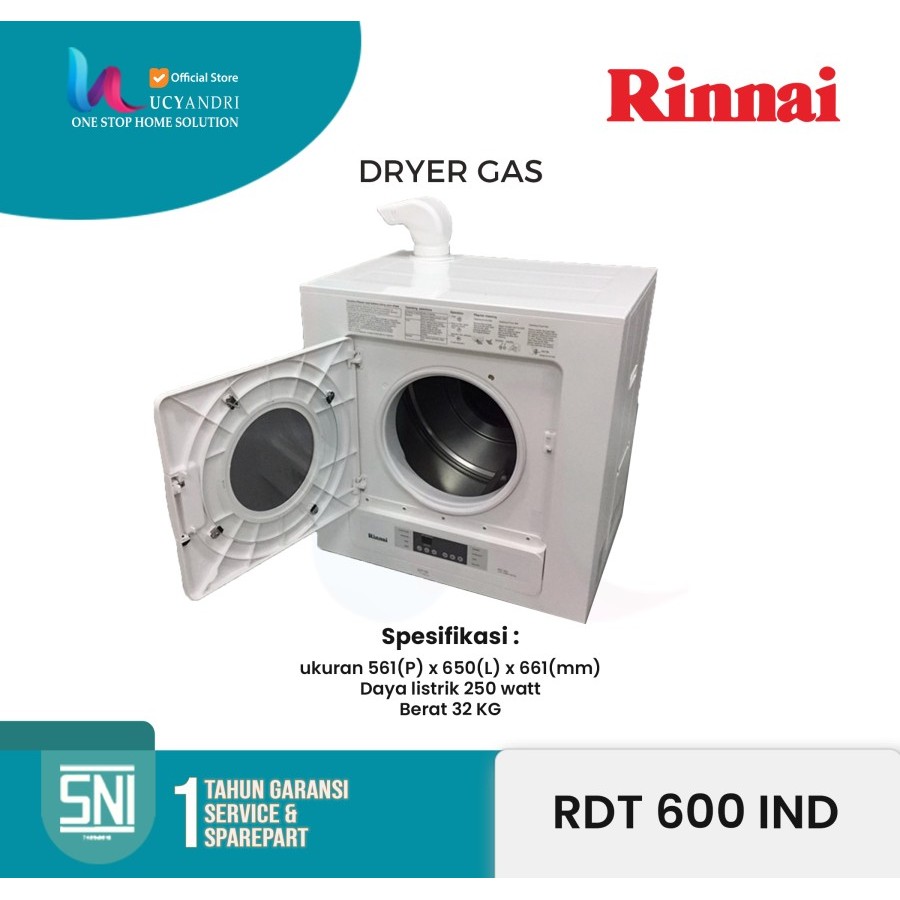 Jual Dryer Rinnai GARANSI RESMI RDT-600 IND / RDT600IND / RDT 600 IND ...