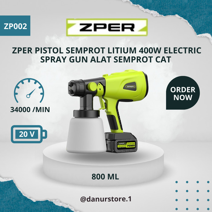 Jual ZPER Pistol semprot litium 400W Electric Spray Gun 800ml Alat ...