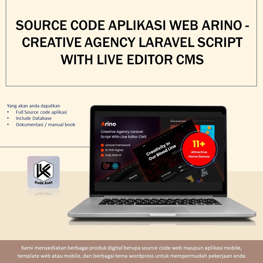 Jual SOURCE CODE APLIKASI WEB ARINO - CREATIVE AGENCY LARAVEL SCRIPT WITH LIVE EDITOR CMS ...