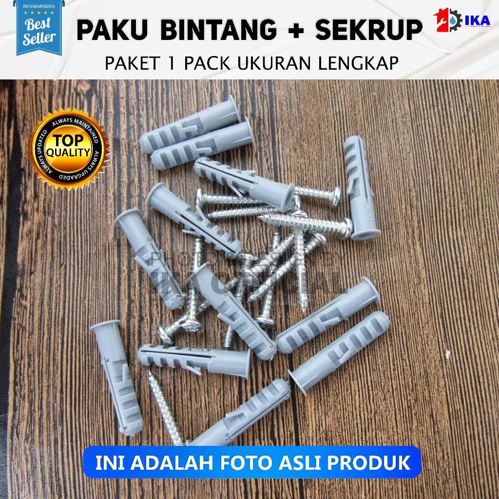 Jual jangkar nylon pengkuat Dan Skrup Berbagai Ukuran S6, S8, S10, S12 Sekrup Tembok Skrup ...