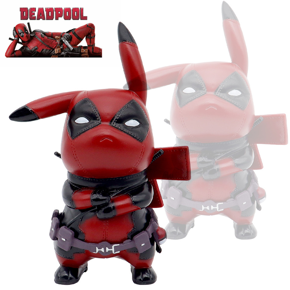 Jual Pikachu Cos Deadpool Figure Q-Version Pikachu Action Figures ...