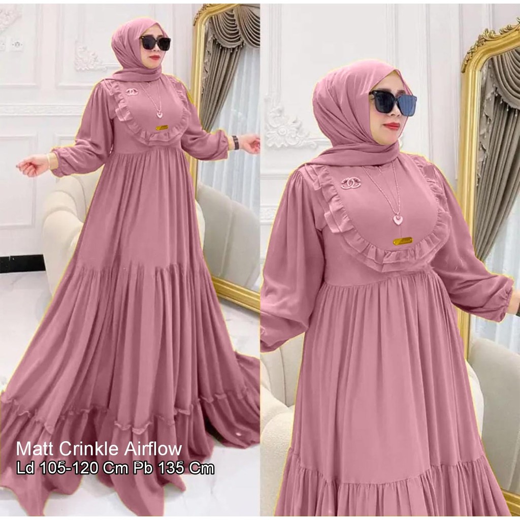 Jual GAMIS WANITA DEWASA CRINKLE AIRFLOW MUSLIM JUMBO MODEL BARU 2025 ...