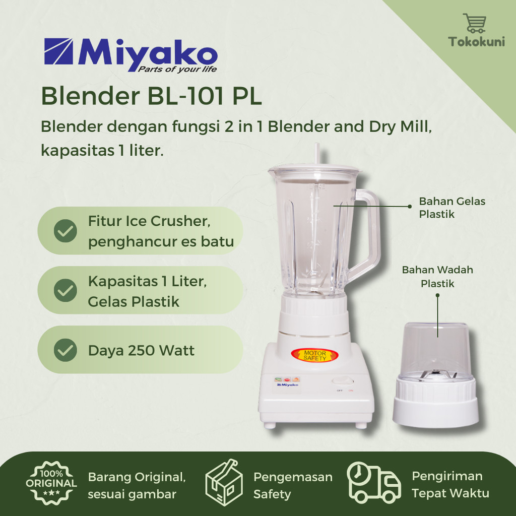 Jual Miyako Blender BL101PL / Pelumat Juicer BL-101PL Kapasitas 1 Liter ...