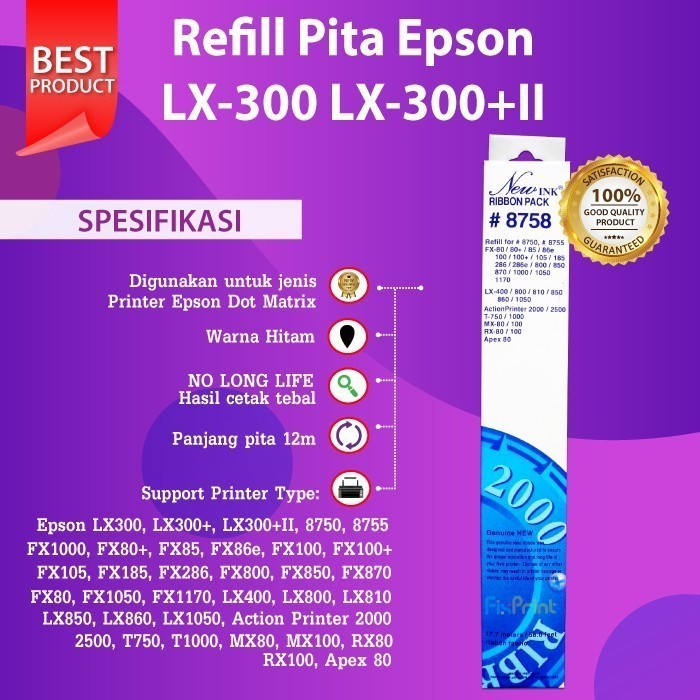 Jual FixPrint Ribbon Pack Printech 7755 Refill Pita 7755 LX LQ 300 310 ...