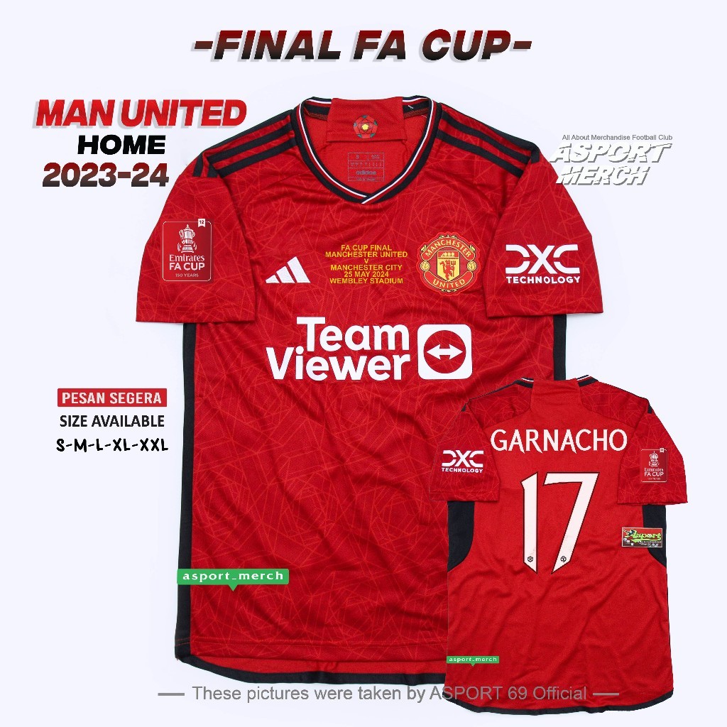 Jual JERSEY BOLA MU M4N UNITED HOME FINAL FA CUP 2023 2024 JERSEY MU FA ...