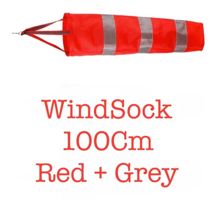 Jual Windsock 100cm Red + Grey Penunjuk Arah Mata Angin Wind Sock ...