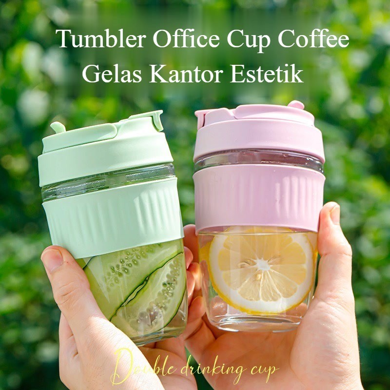Jual Botol Minum Kaca Coffee Cup Unik Gelas Kantor Kopi Tumbler ...