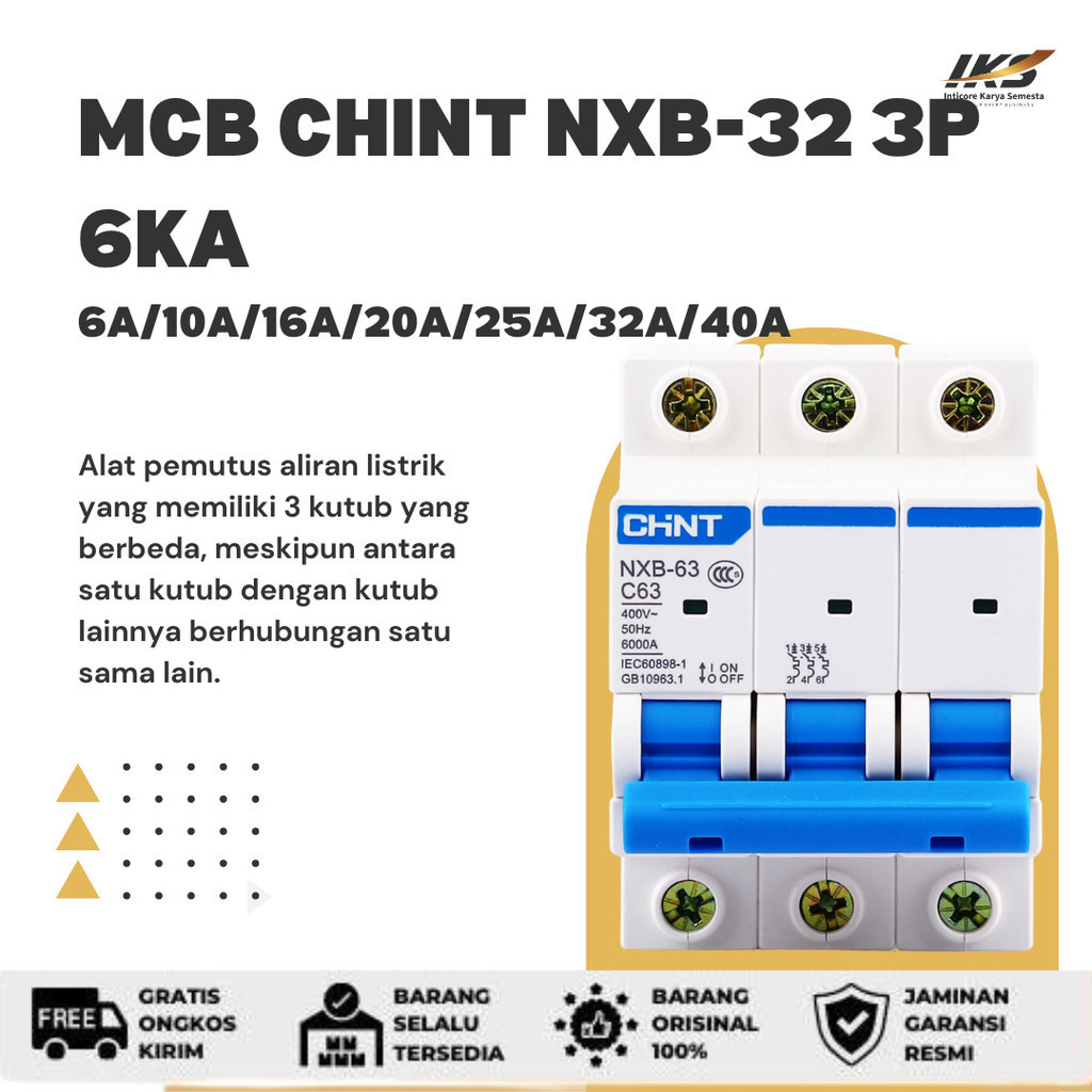 Jual MCB Chint NXB-63 3P 6kA | Shopee Indonesia