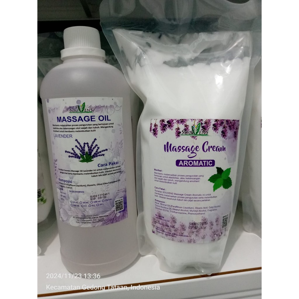 Jual Paket Massage Oil dan Cream 1 liter Hemat untuk Spa dan Pijat Tradisional Souvens 1kg ...