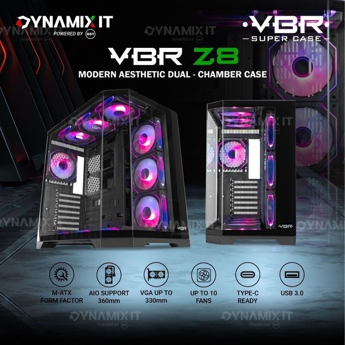Jual [+Palet Kayu] VBR Z8 Dual Chamber Tempered Glass Micro ATX Gaming ...