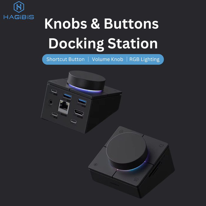 Jual Hagibis Knob USB C Hub with Shortcut Buttons, RGB Type-C Docking ...