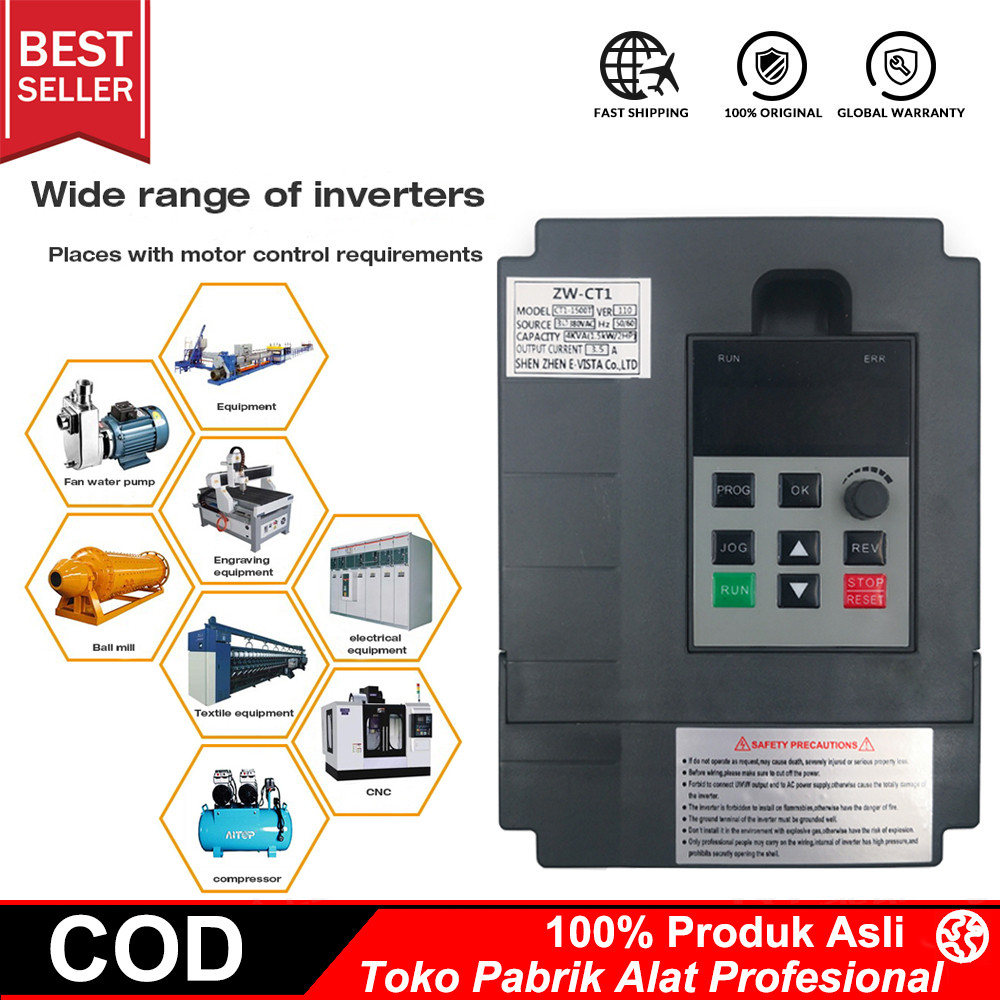 Jual Harga diskonInverter Frekuensi Variabel 2hp 1.5kw/2.2kw input 1phase 220V output 3phase ...