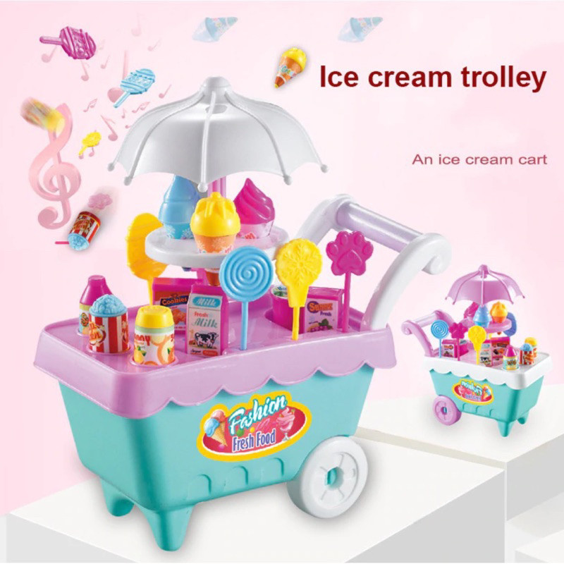 Jual Jc COD Mainan Anak Dorongan Ice Cream FI502 Gerobak dorongan Jumbo ...