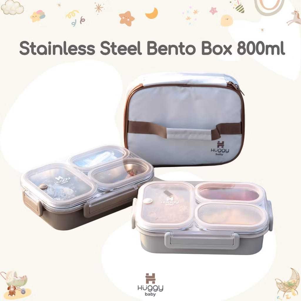 Jual Huggy Baby KM06 Stainless Steel Bento Box 800ml | Kotak Makan Anti ...