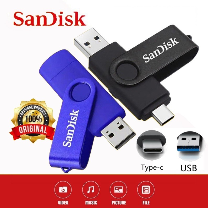 Jual SanDisk Flashdisk USB OTG 2 in 1 Flash Drive Type-c 32GB 64GB ...
