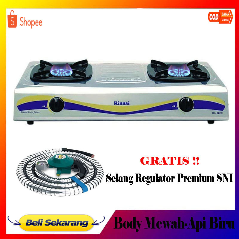 Jual KOMPOR GAS RINNAI RI522E / RI-522E / RI 522 E [2 TUNGKU] 100% ORI ...