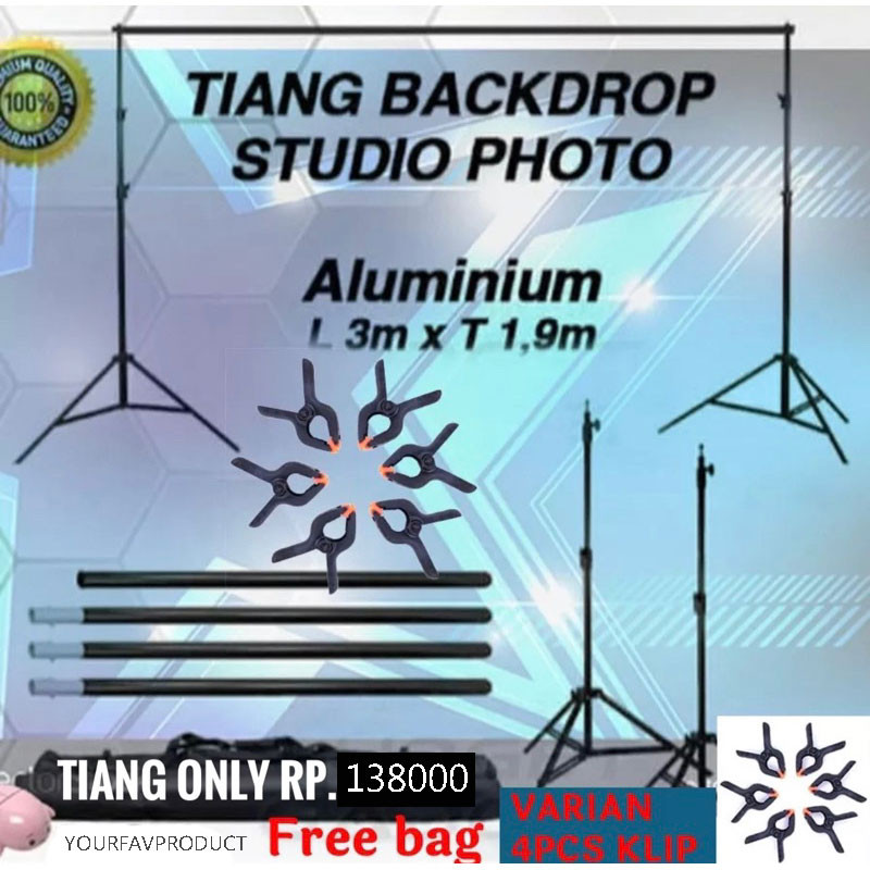 Jual Taffstudio Tiang Backdrop 3M 10ft Studio Photo Foto untuk Green ...