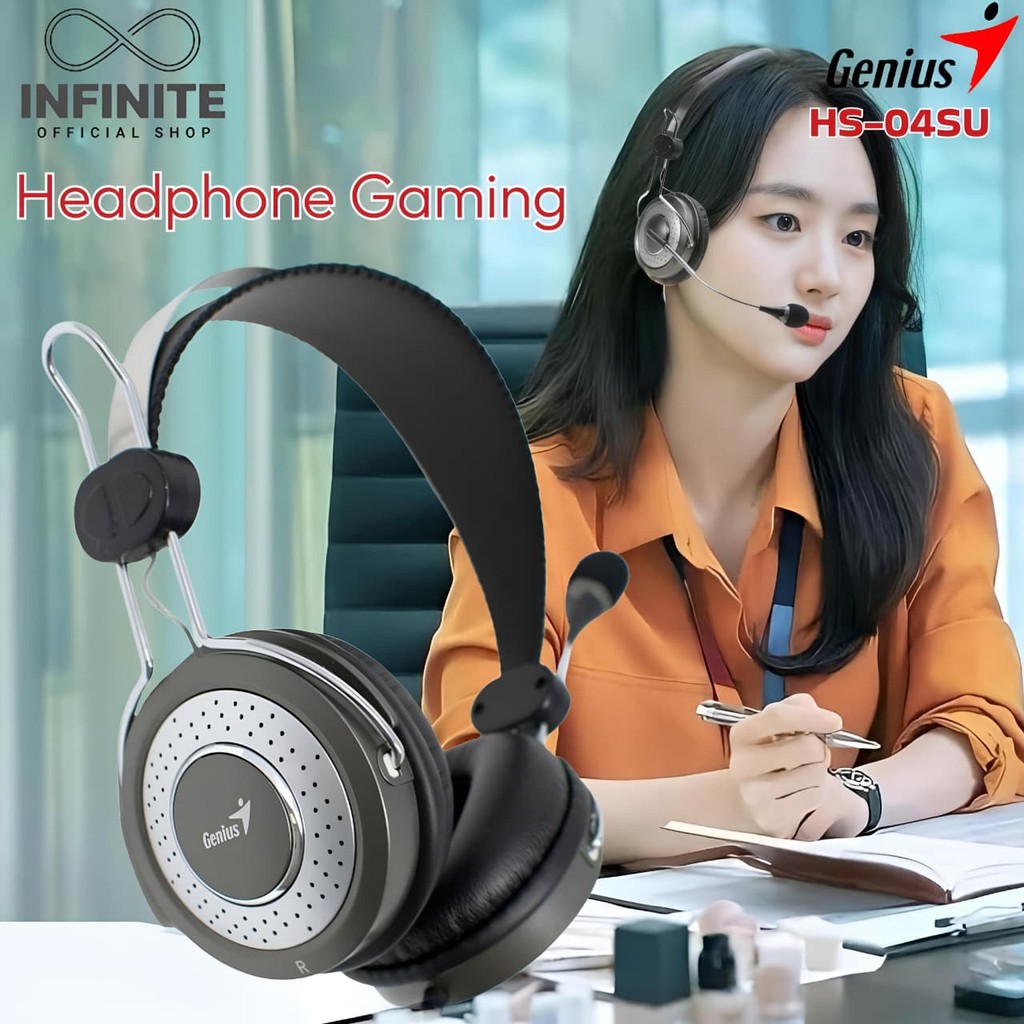 Jual Headphone Headset Gaming Genius Microphone Universal HS04SU PC ...