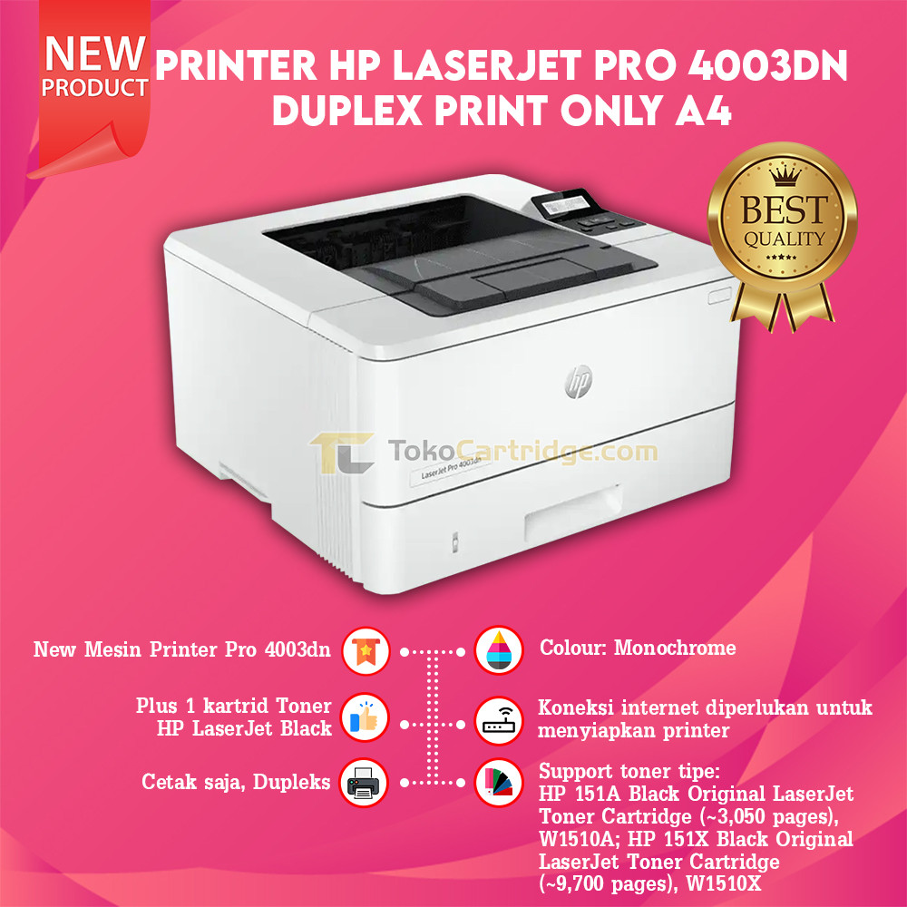 Jual Printer HP Pro 4003dn Print Only LaserJet Monochrome Duplex Network (2Z609A)Pengganti ...