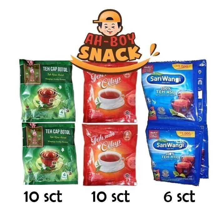 Jual TEH CELUP SOSRO, SARIWANGI, CAP BOTOL RENCENG ISI 10 SACHET X 8GR ...