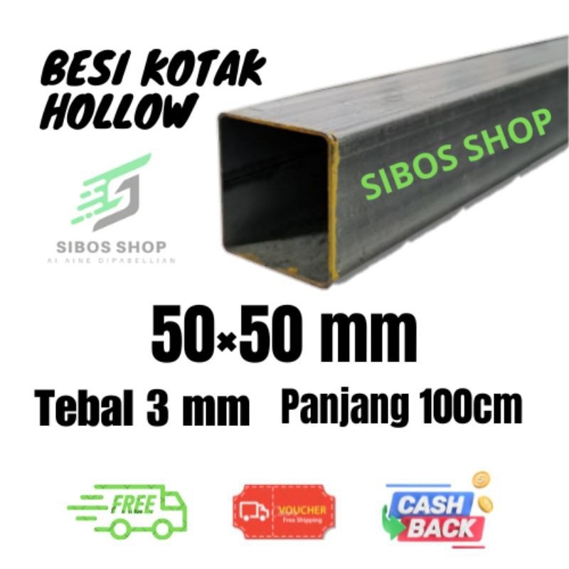Jual Besi Kotak Hollow 5x5 cm (50x50mm) Tebal 3mm Panjang 50cm 100cm ...