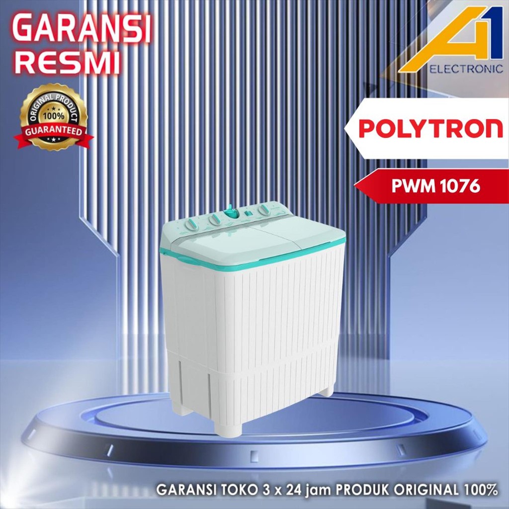 Jual POLYTRON MESIN CUCI PWM1076 / PWM 1076 G , 2 TABUNG 10 KG | Shopee ...