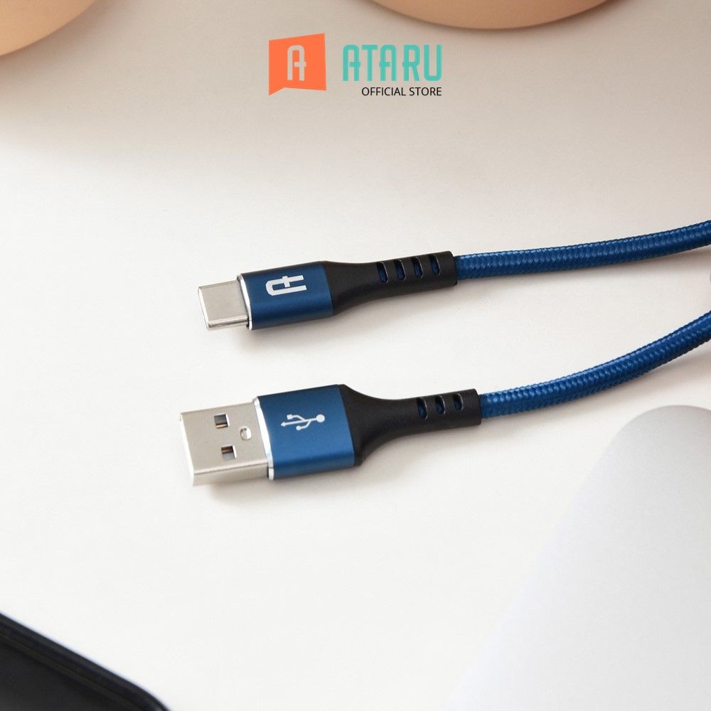Jual Ataru Kabel Charger Braided Usb To Type C - Biru Charging Cable ...