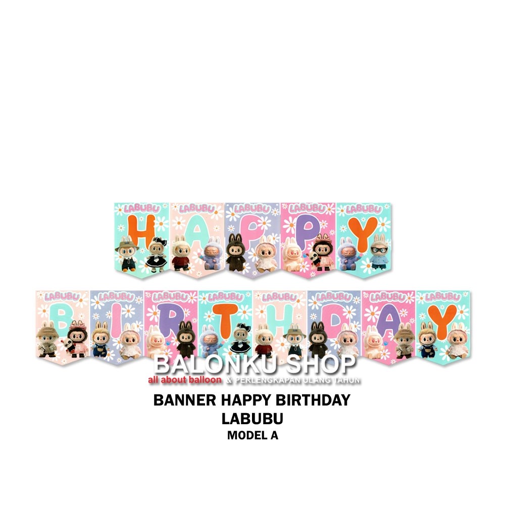 Jual Banner Happy Birthday Labubu / Banner Flag Happy Birthday Labubu ...