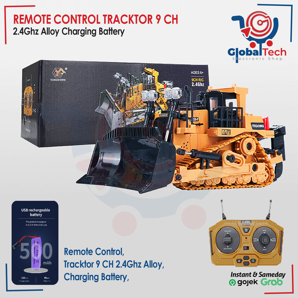 Jual Mainan anak Tractor Remote Control Tracktor 9 CH 2.4Ghz Alloy ...