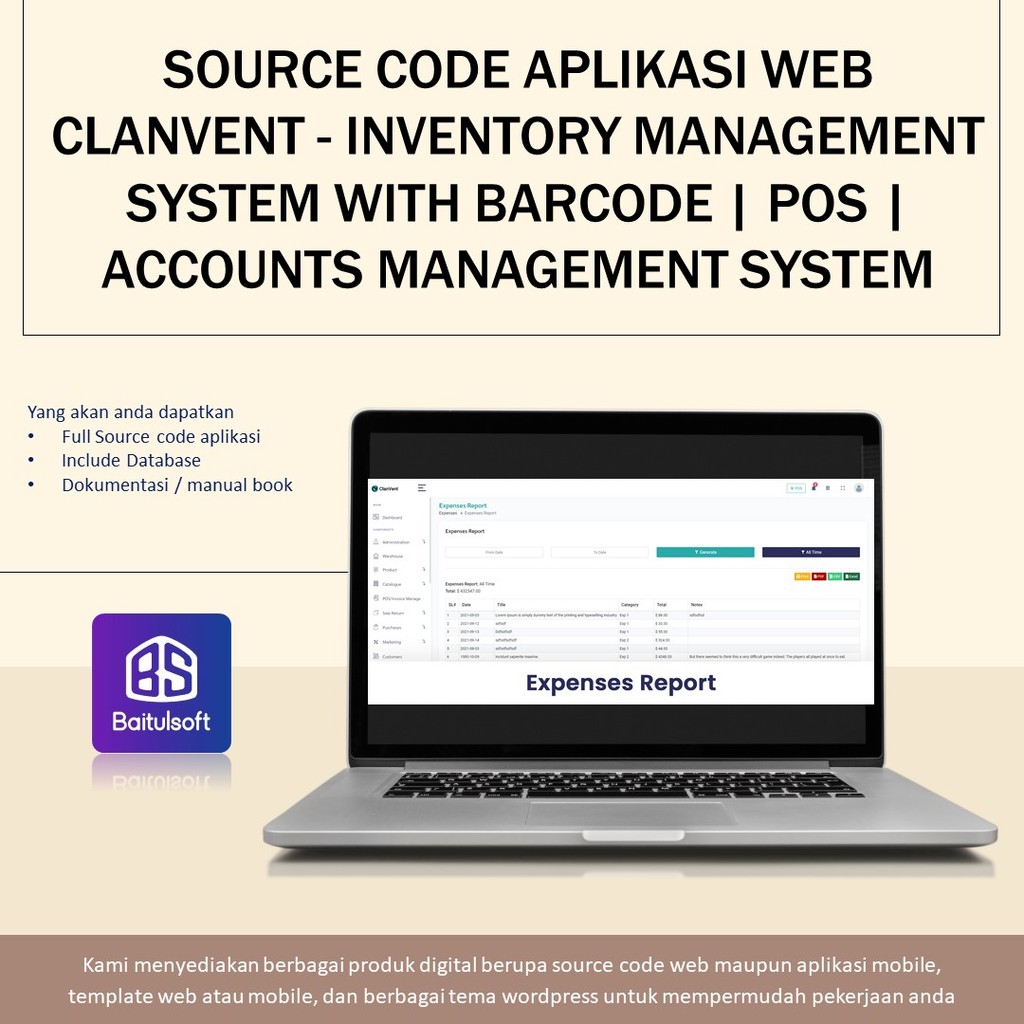Jual SOURCE CODE APLIKASI WEB CLANVENT - INVENTORY MANAGEMENT SYSTEM WITH BARCODE | POS ...