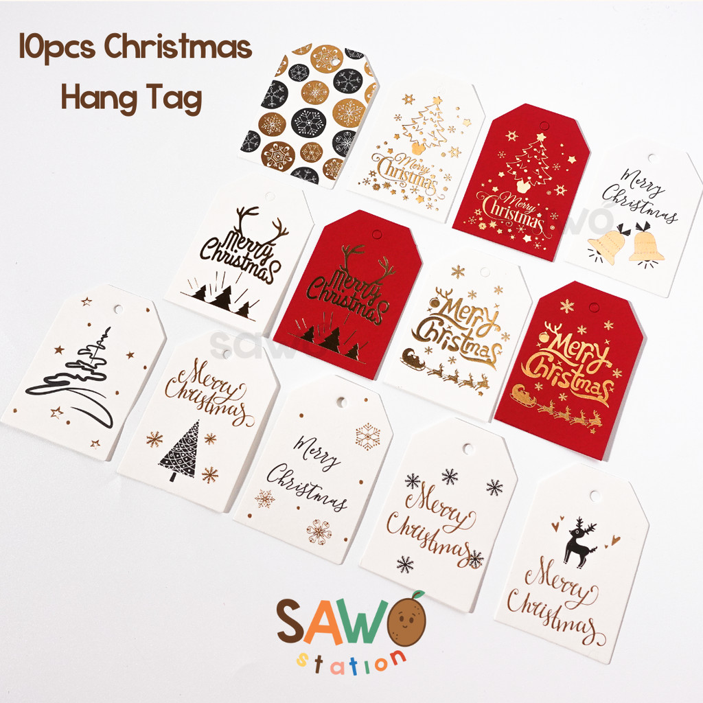 Jual [10pcs] Merry Christmas Rectangle Foil Hangtag Kartu Natal Xmas ...
