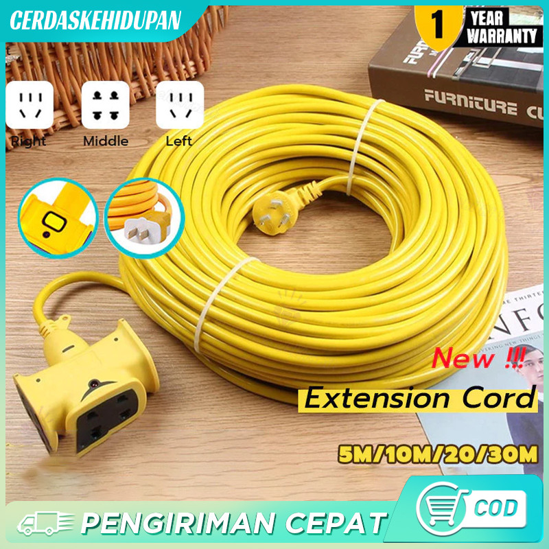 Jual Extension Cord Extra-long Plug-in Strip 5M/10M/20M/30M Electric ...