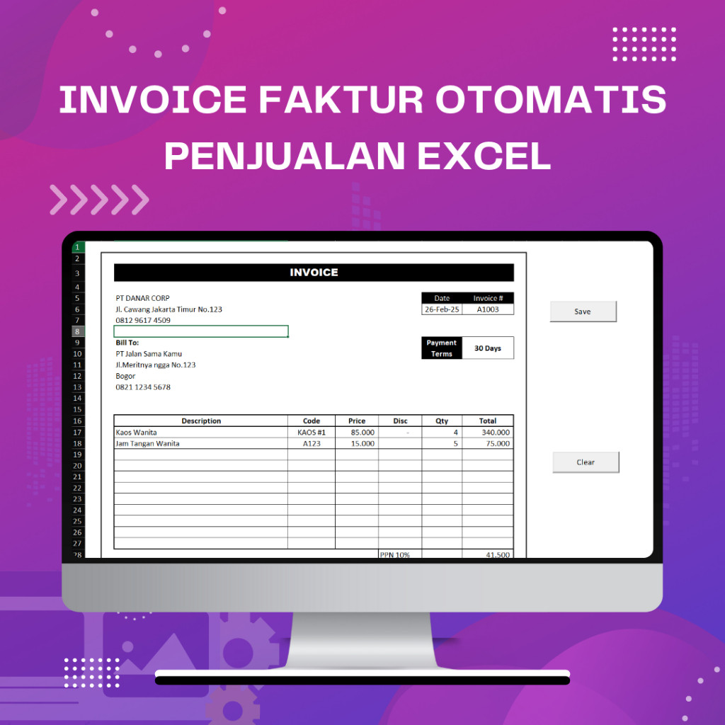 Jual invoice Faktur Otomatis Penjualan menggunakan Excel Terbaru ...