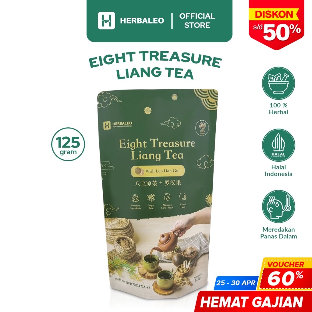 Jual Herbaleo Teh Liang Eight Treasure 125 GR with Luo Han Guo Halal ...