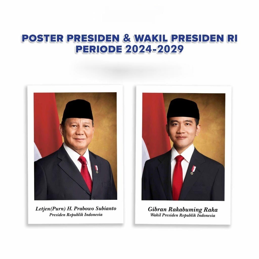 Jual Poster Foto Presiden Dan Wakil Presiden Indonesia 2024 - 2029 Prabowo - Gibran / Ukuran A3 ...
