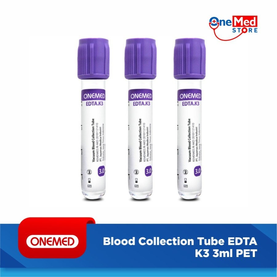 Jual Tabung Darah Blood Collection Tube EDTA 3ml PET OneMed Isi 100 Pcs ...