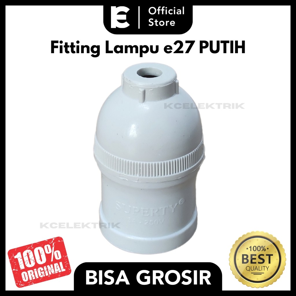 Jual Fitting Gantung Lampu untuk Bohlam E27 Warna Putih Merk SUPERTY untuk Instalasi Pencahayaan ...