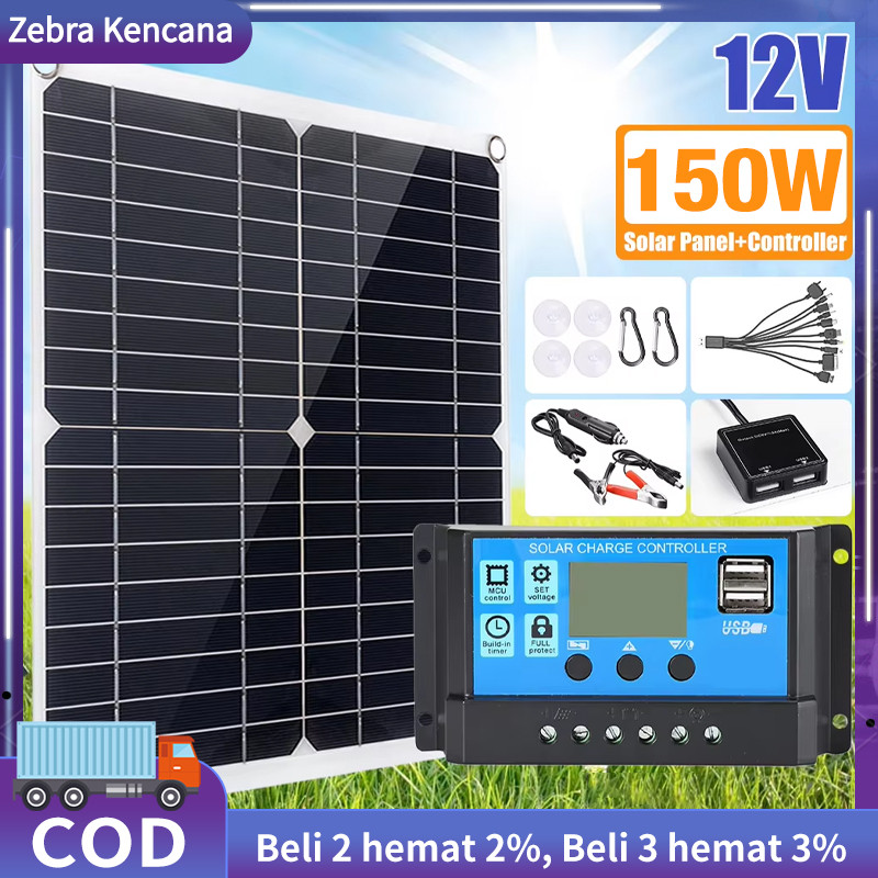 Jual 【Beli 1 Dapat 2！】150W/120W/100W/60W SOLAR PANEL PANEL SURYA ...