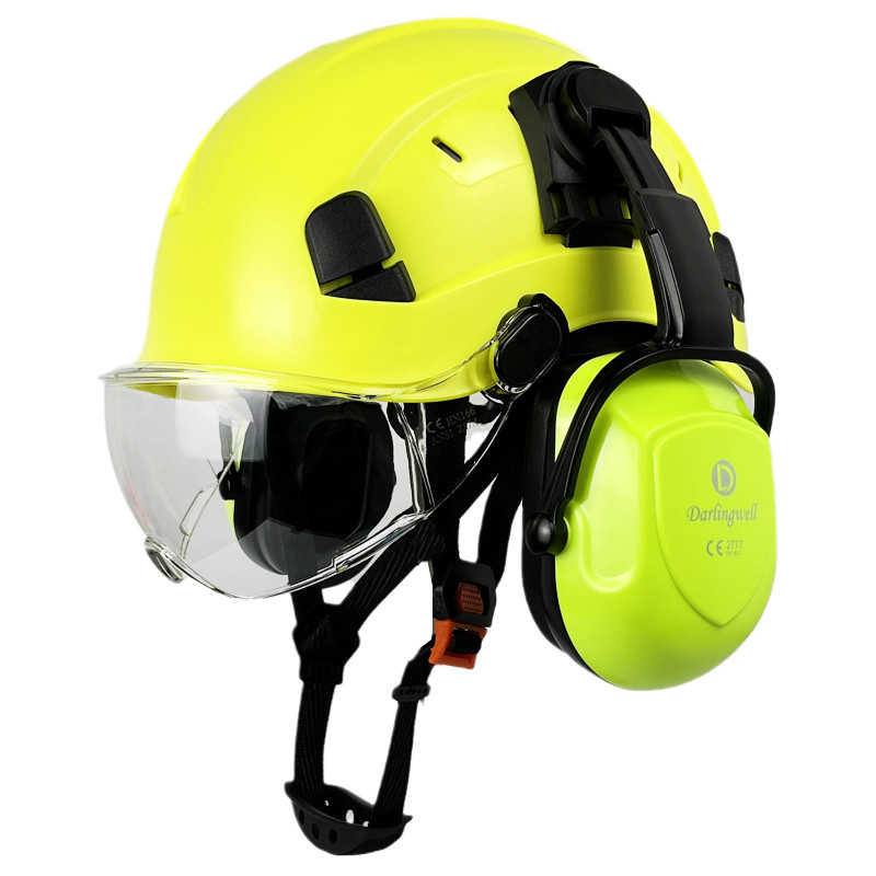 Jual CE Construction Safety Helmet With Goggles Visor Ear Muffs SNR ...