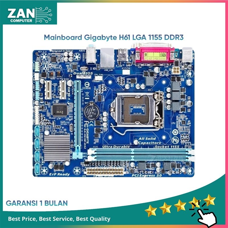 Jual Mainboard H61 Gigabyte LGA 1155 DDR3 Support Gen3 / Motherboard ...