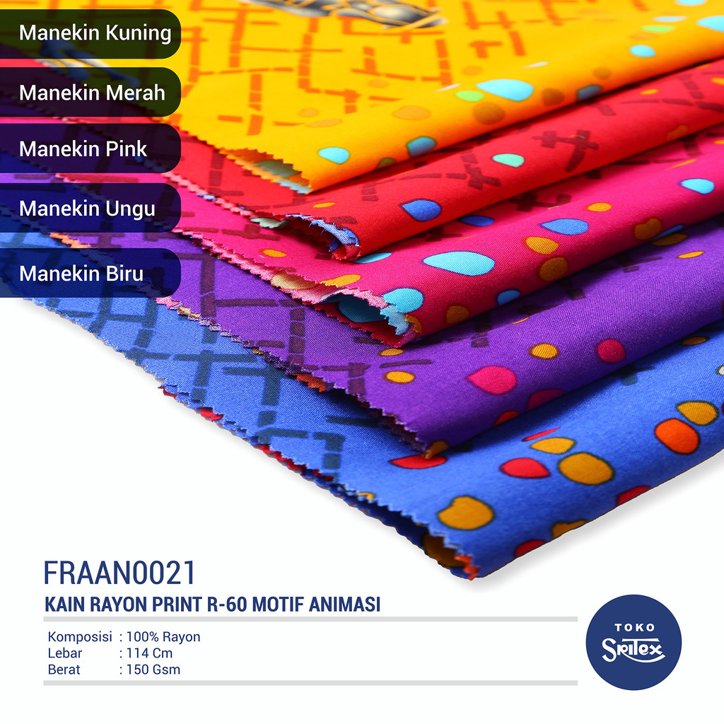 Jual Toko Sritex Kain Rayon Print Animasi Manekin Premium Ekspor, R60 ...