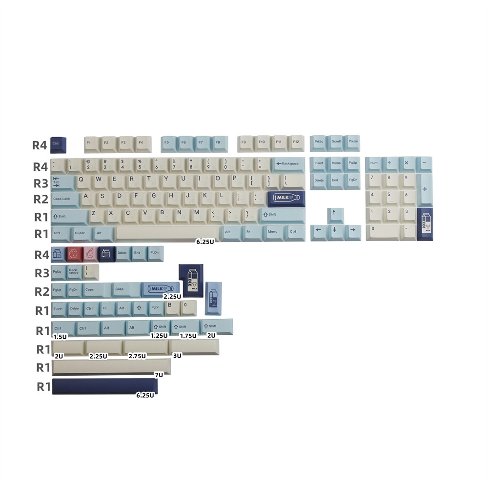 Jual Minimalist 140 Keys Fruity Milk Keycaps PBT DYE- Sublimation ...
